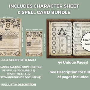 Printable Dnd Journal + Dnd 2024 & 2014 Spell Cards | Dnd Character ...