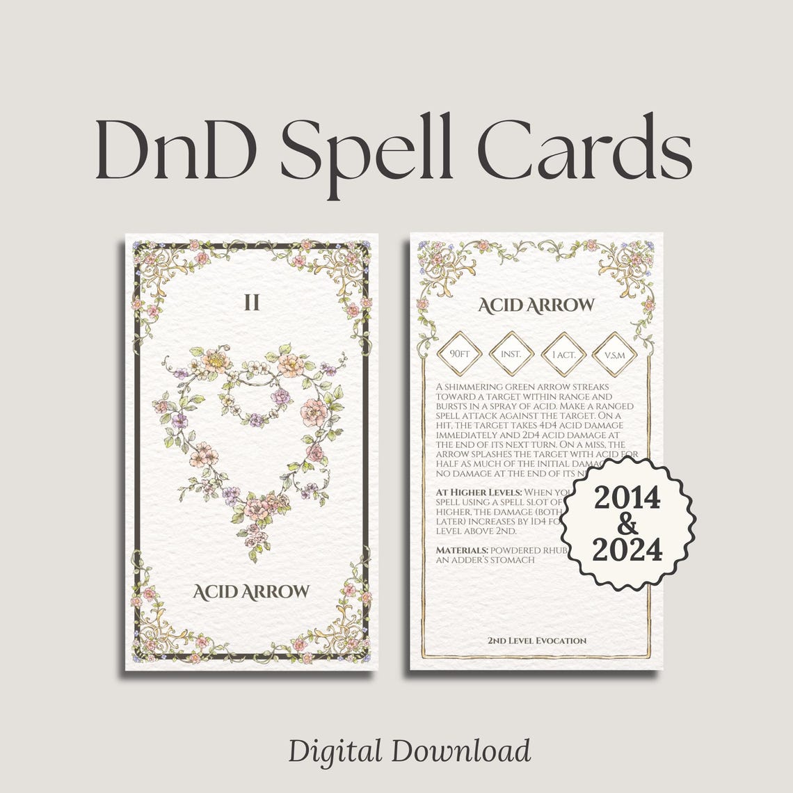 Dnd Spell Cards Floral Bundle | All Classes | Dnd Spellbook Cards ...