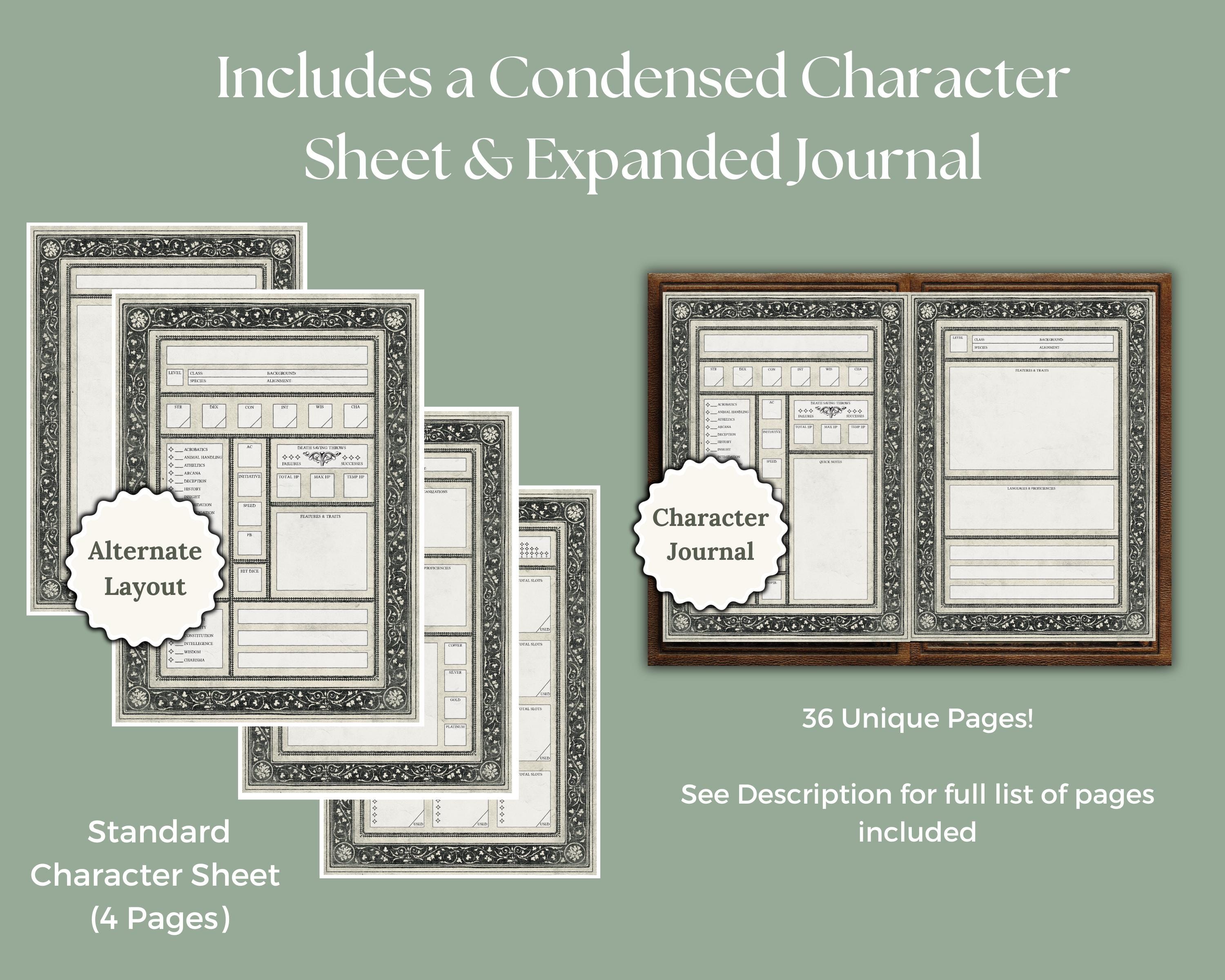 Dnd Character Sheet Medieval Dnd Journal for Dnd 2024 & 2014 | Dungeons ...