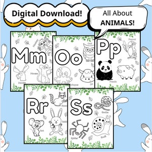 26 Printable Animal Alphabet Coloring Pages Worksheets for Kids ...