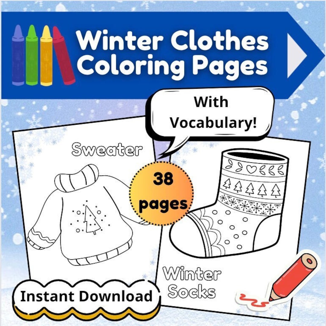 38 Printable Winter Clothes Coloring Pages Worksheets (with Vocabulary ...