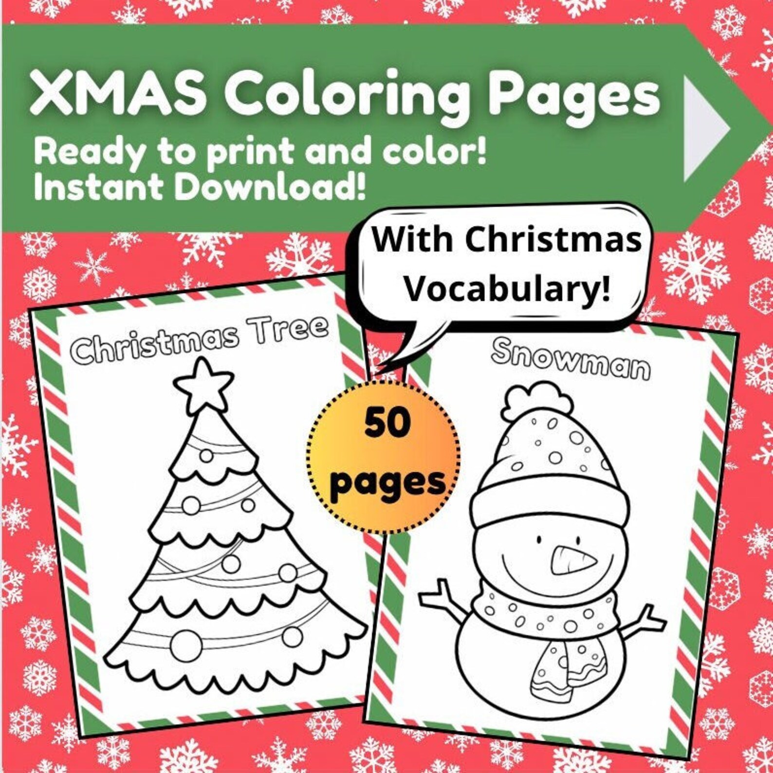 50 Printable Christmas Coloring Pages Worksheets (with Christmas ...