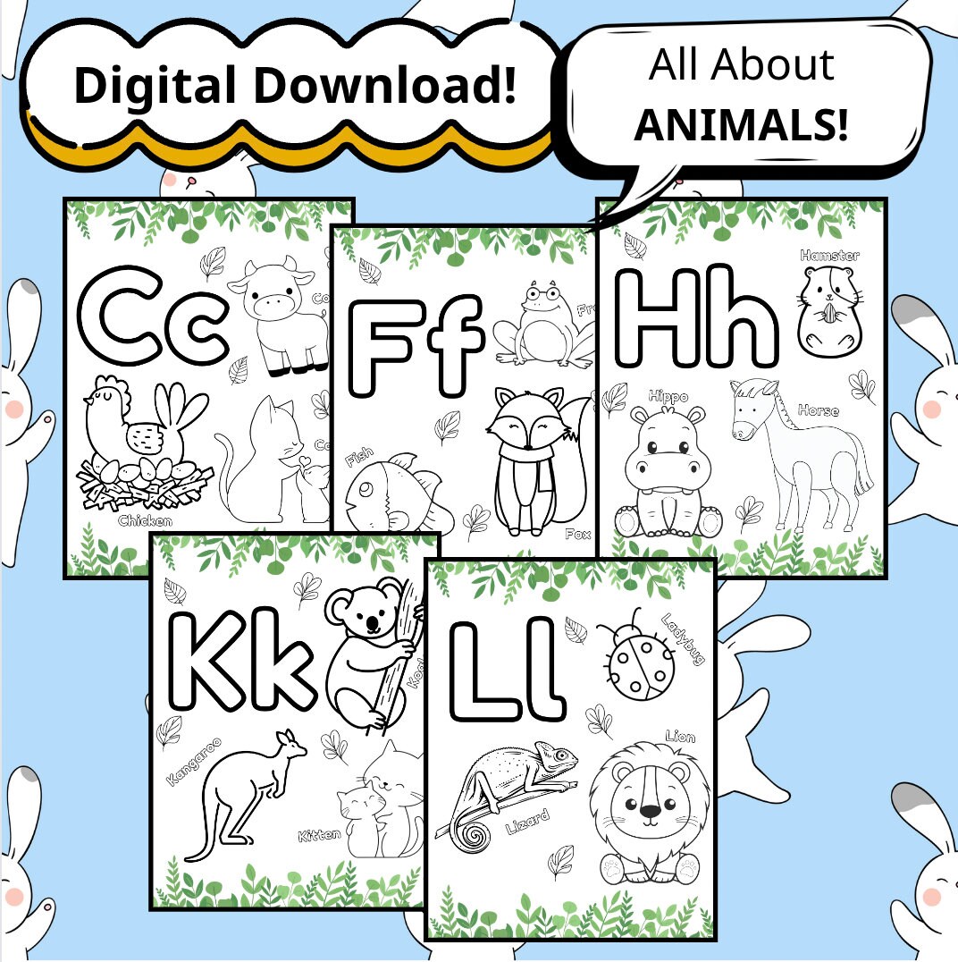 26 Printable Animal Alphabet Coloring Pages Worksheets for Kids ...