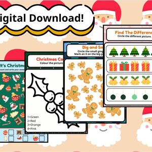 Printable Christmas Activity Pack for Kids: Preschool Kindergarten ...