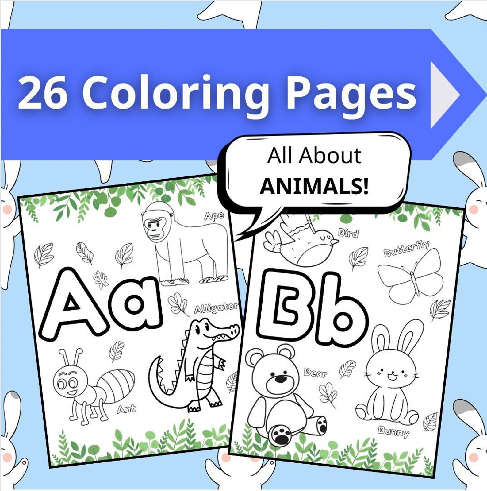 26 Printable Animal Alphabet Coloring Pages Worksheets for Kids ...