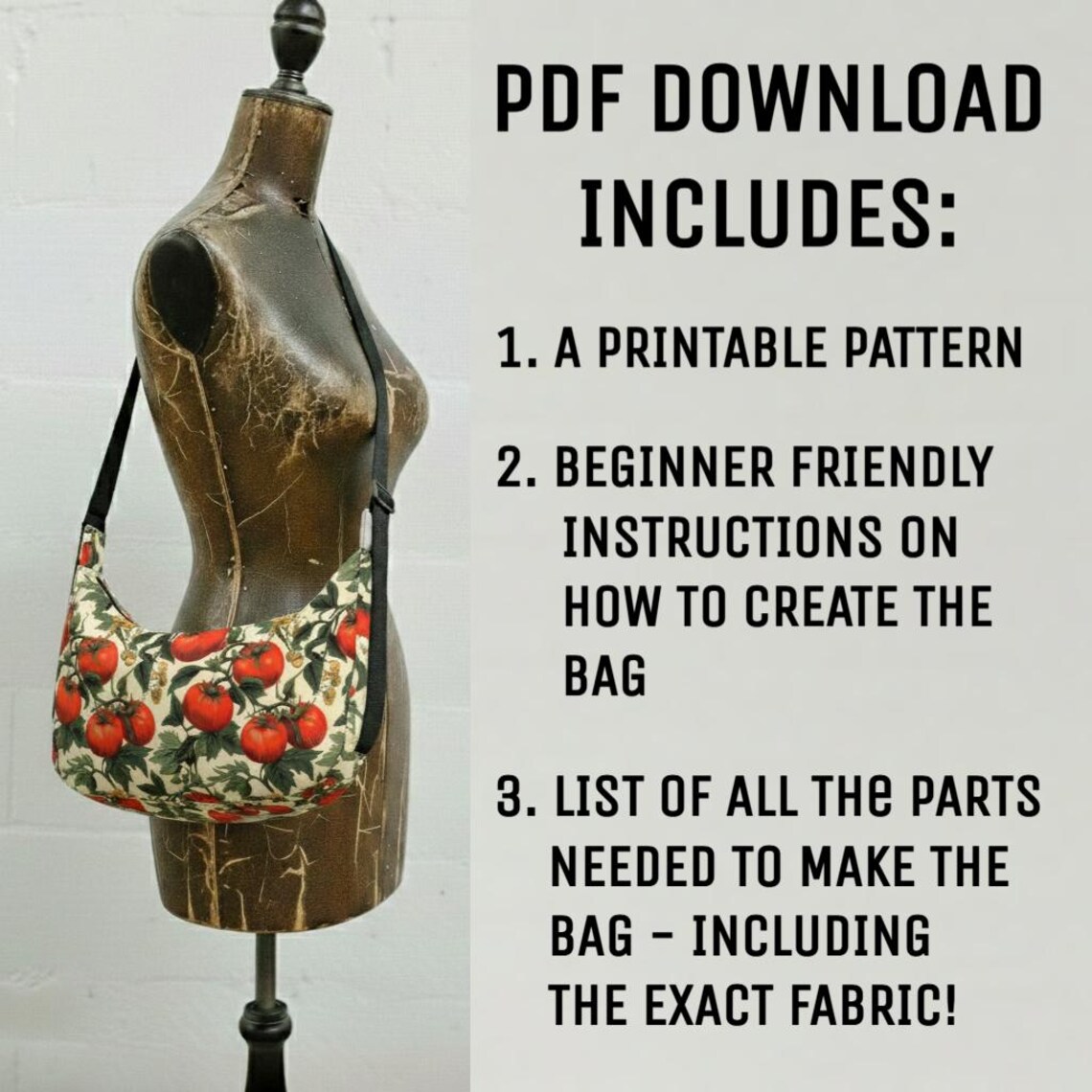Crescent Bag – Beginner Friendly Handbag PDF Sewing Pattern | Tomato ...