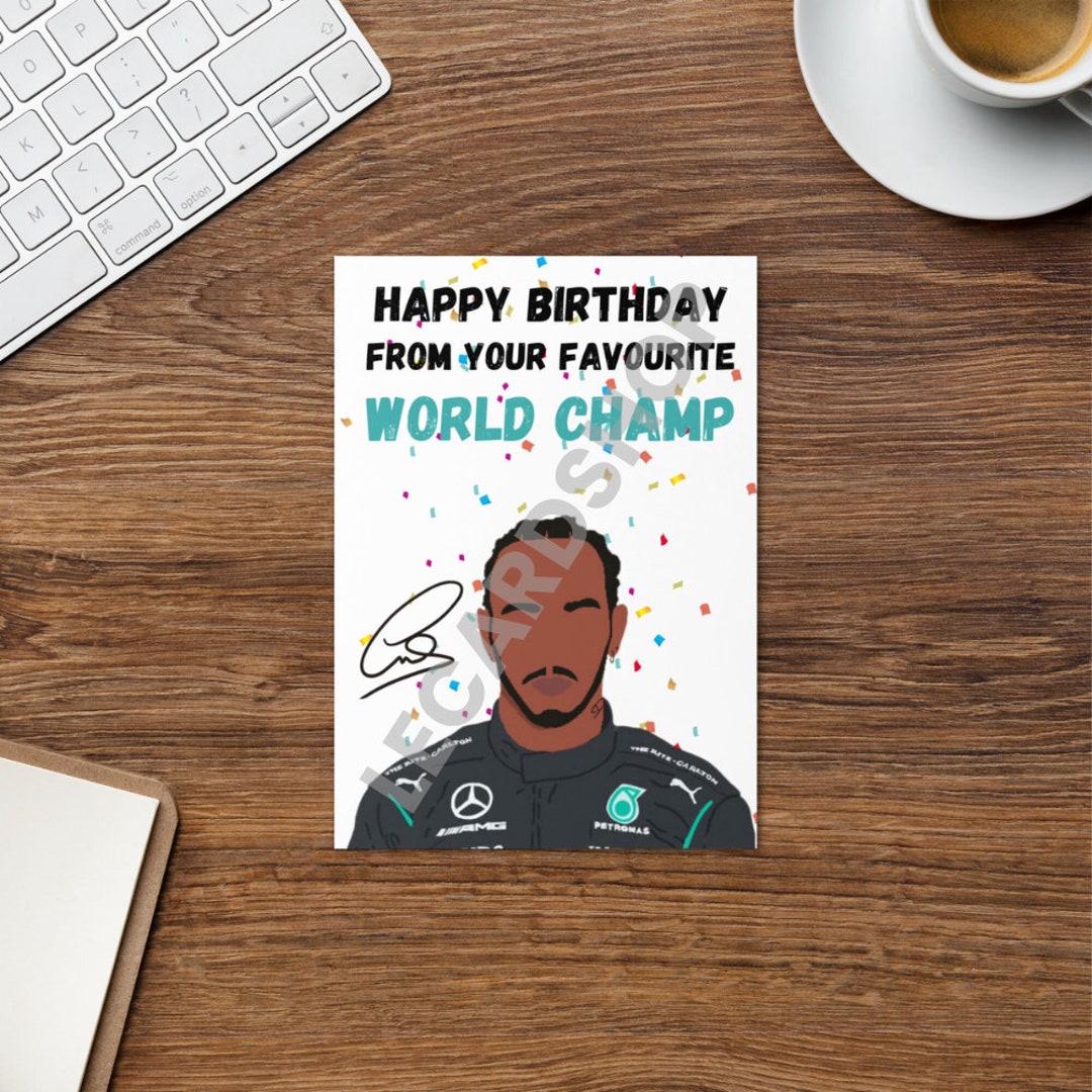 Lewis Hamilton Mercedes AMG Petronas Racing Formula One Greeting Card ...