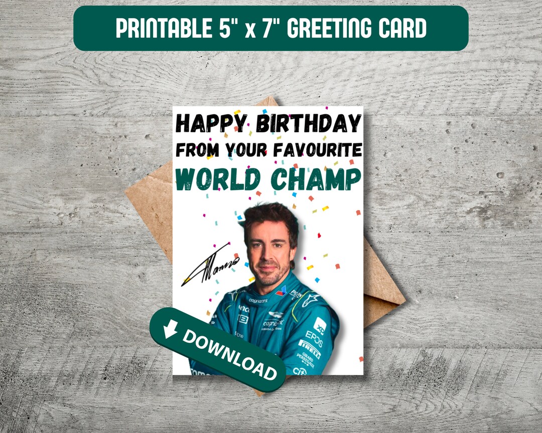 DIGITAL Fernando Alonso Digital Formula One Greeting Card Happy ...