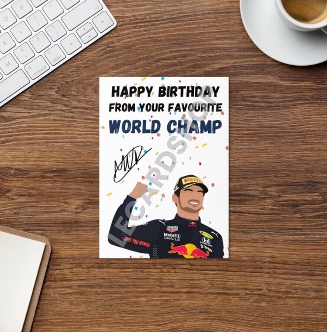 Max Verstappen Red Bull Racing Formula One Greeting Card Happy Birthday ...
