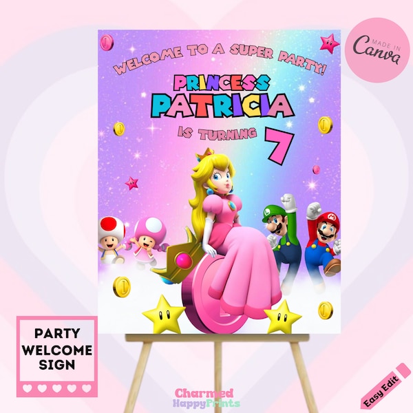 Princess Peach Welcome Sign - Etsy