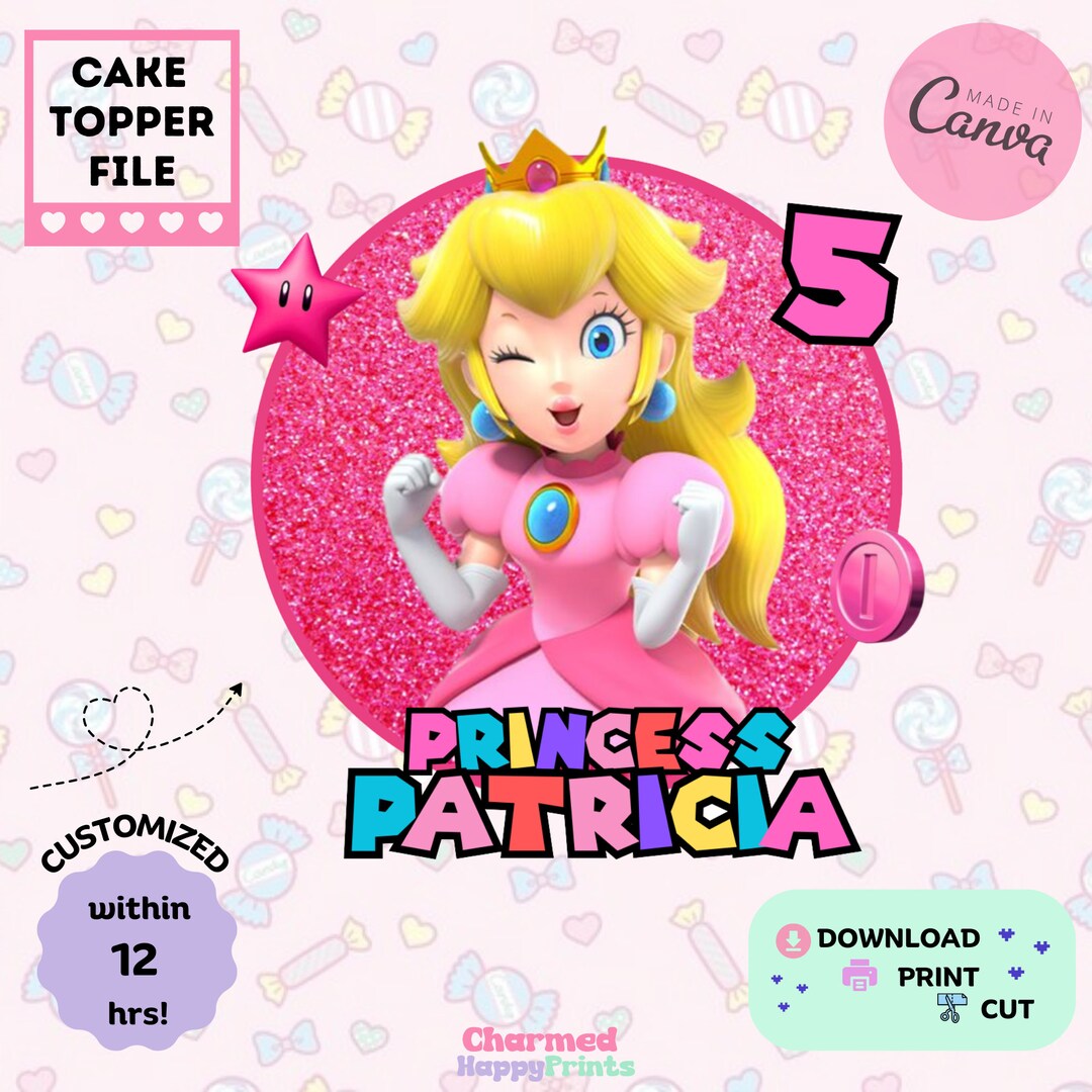 Princess Peach Cake Topper. Princess Peach PNG. Princess Peach - Etsy