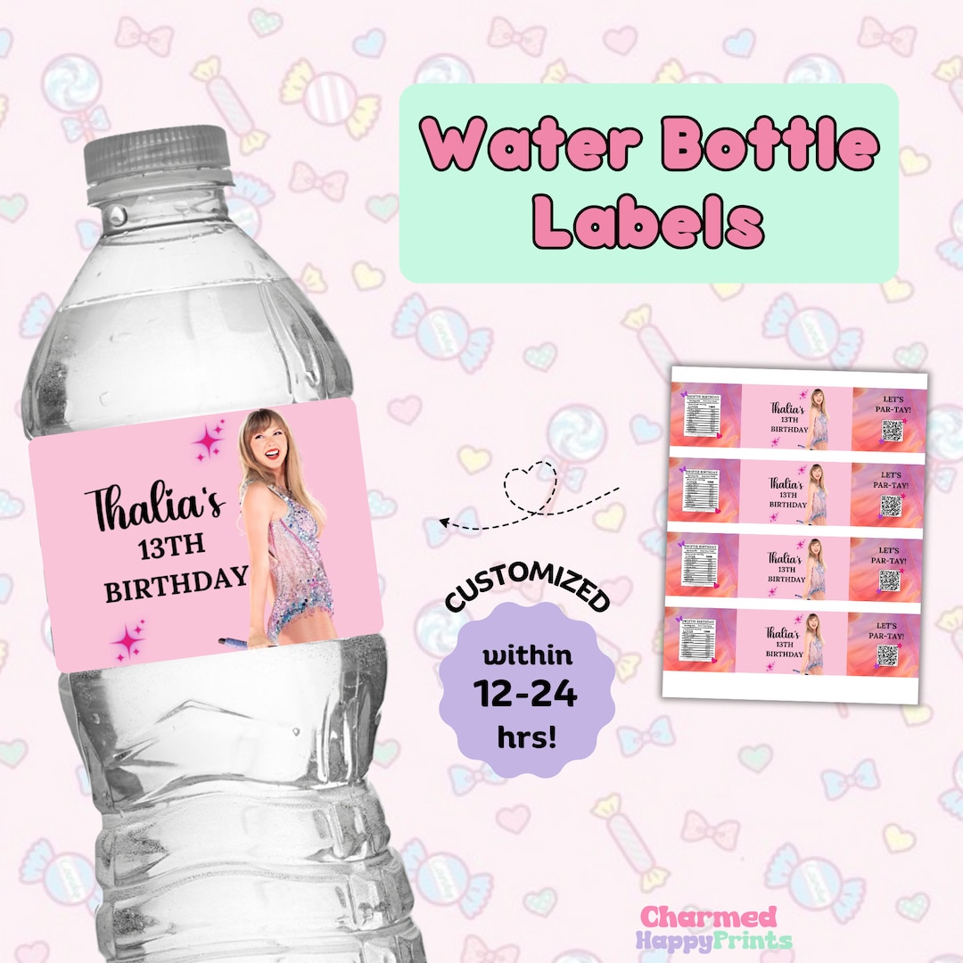 Eras Tour Water Bottle Labels Printable Custom Water Labels Taylor ...