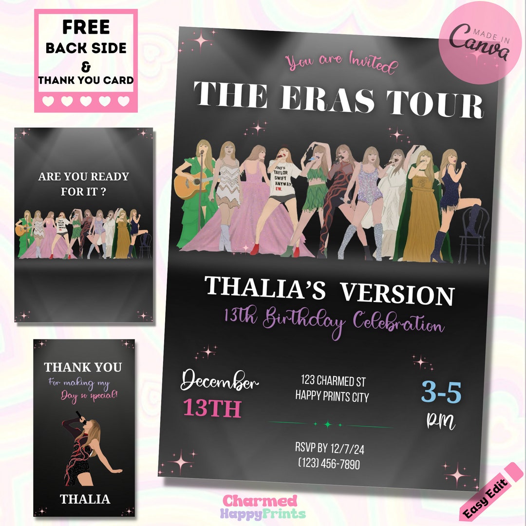 Editable Birthday Party Invitation. Eras Birthday Invitation. Taylor ...