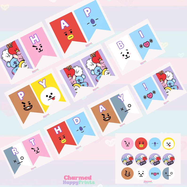 BTS Printable Birthday Banner Printable BT21 Birthday Banner Birthday ...