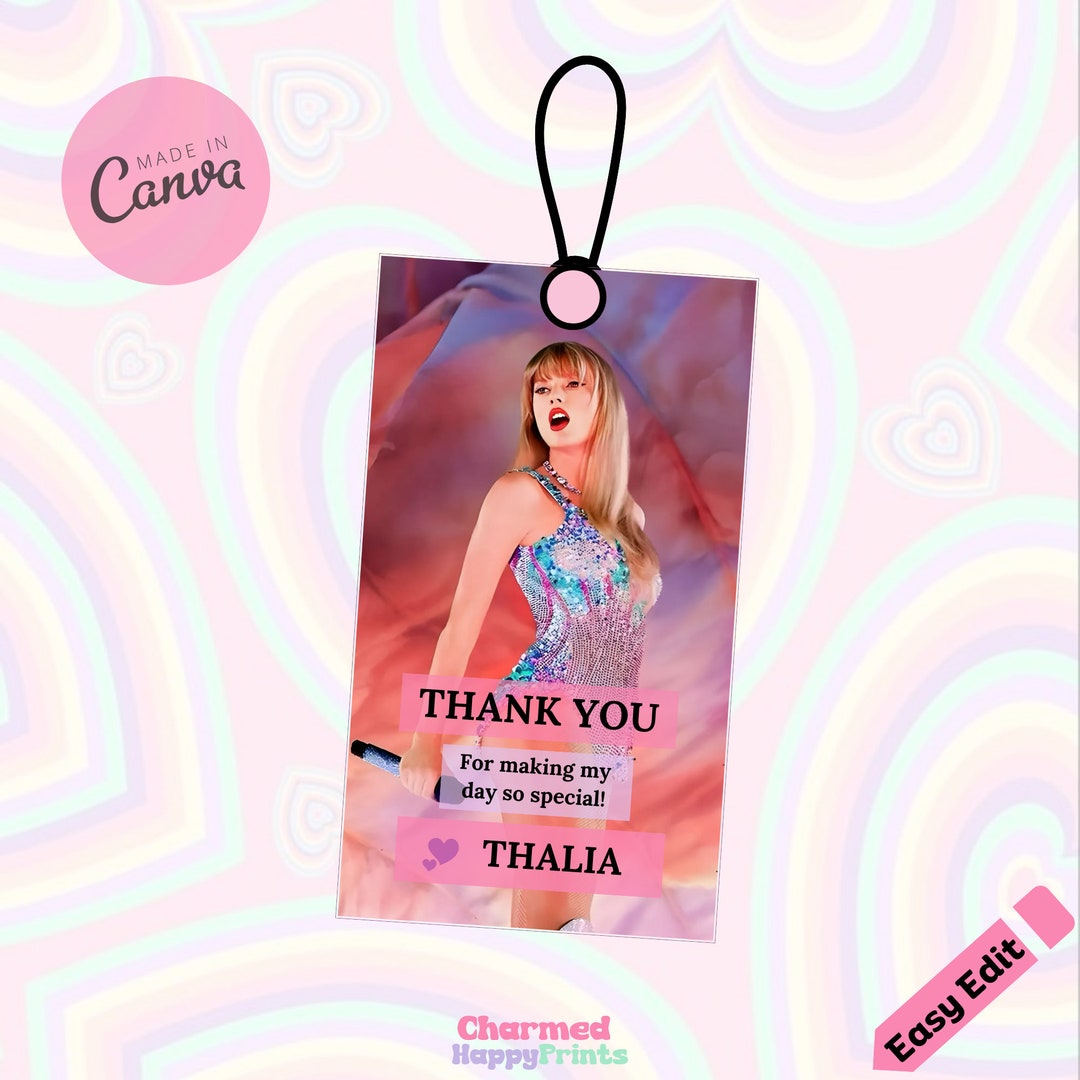 Taylor Swift Thank You Tag Printable Birthday Party Favor Tag Taylor ...
