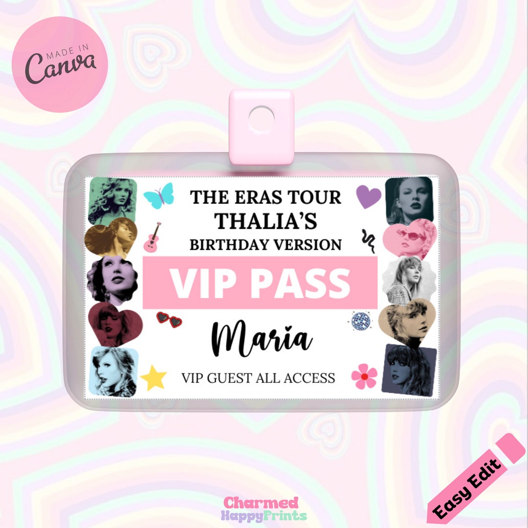 Eras Tour Party Pass Eras Party Decoration Eras Tour VIP Pass Printable ...