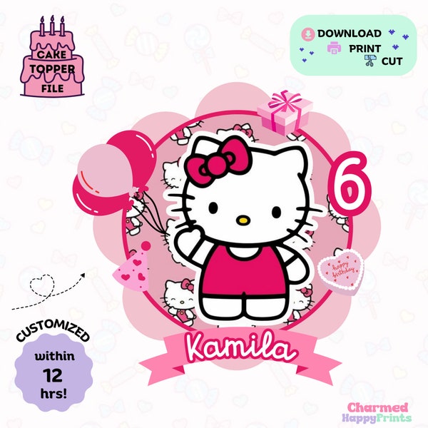 Hello kitty cake topper - Etsy