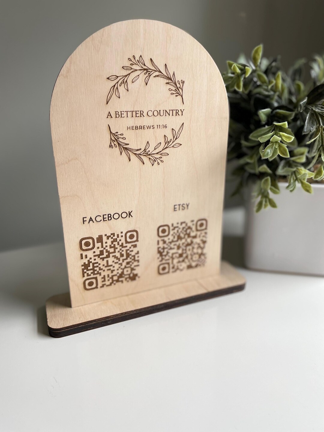 Custom Wooden QR Code Table Sign - Etsy