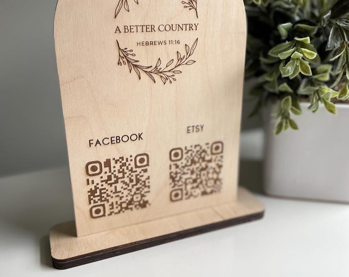 Custom Wooden QR Code Table Sign - Etsy