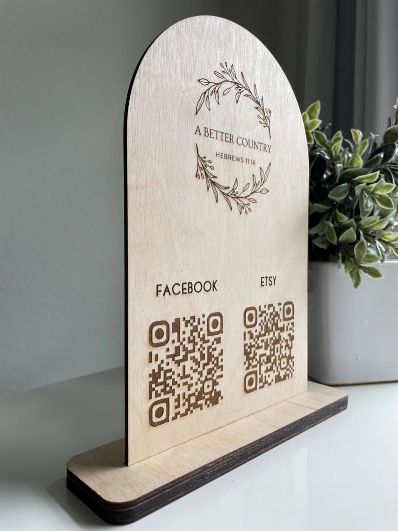 Custom Wooden QR Code Table Sign - Etsy