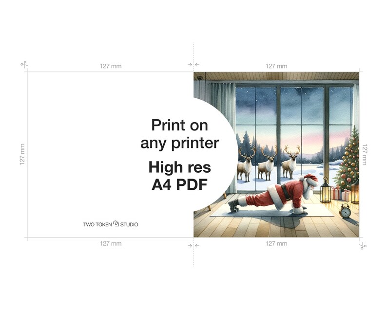 Printable Christmas Cards Greeting Cards Santa Exercise Scandinavian ...