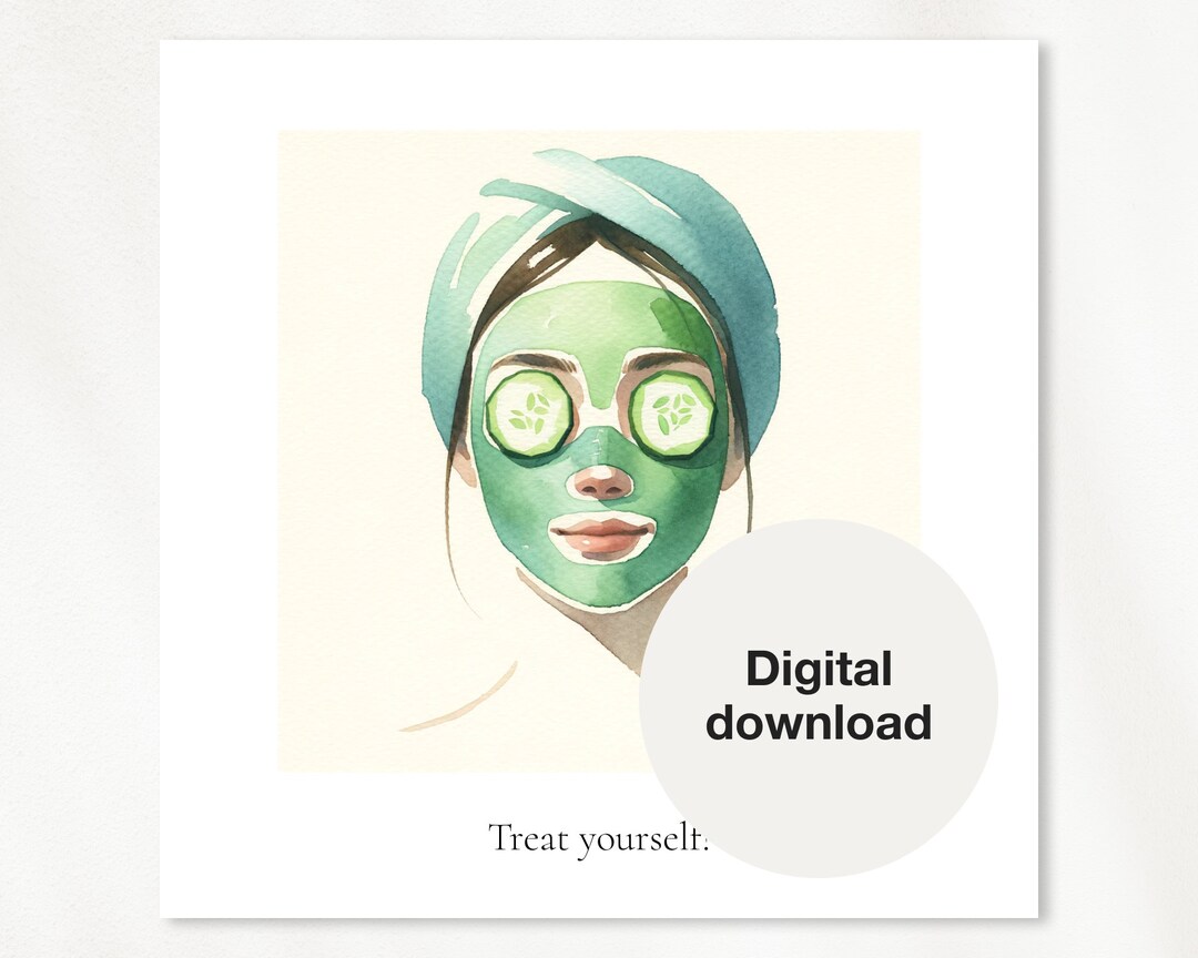 Watercolor Spa Day Greeting Card | Treat Yourself (digital Download) - Etsy