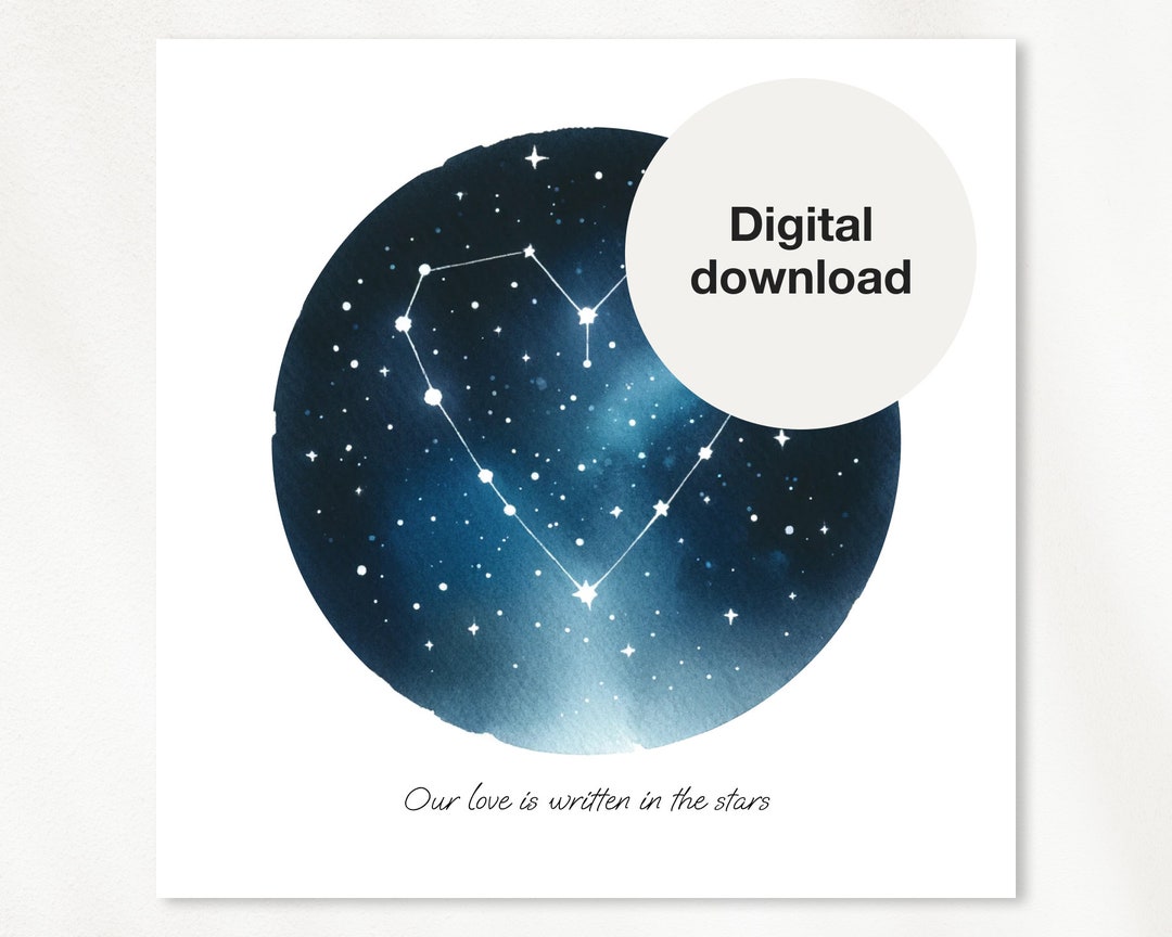 Printable Valentine's Card Greeting Card Love Card Stars Constellation ...
