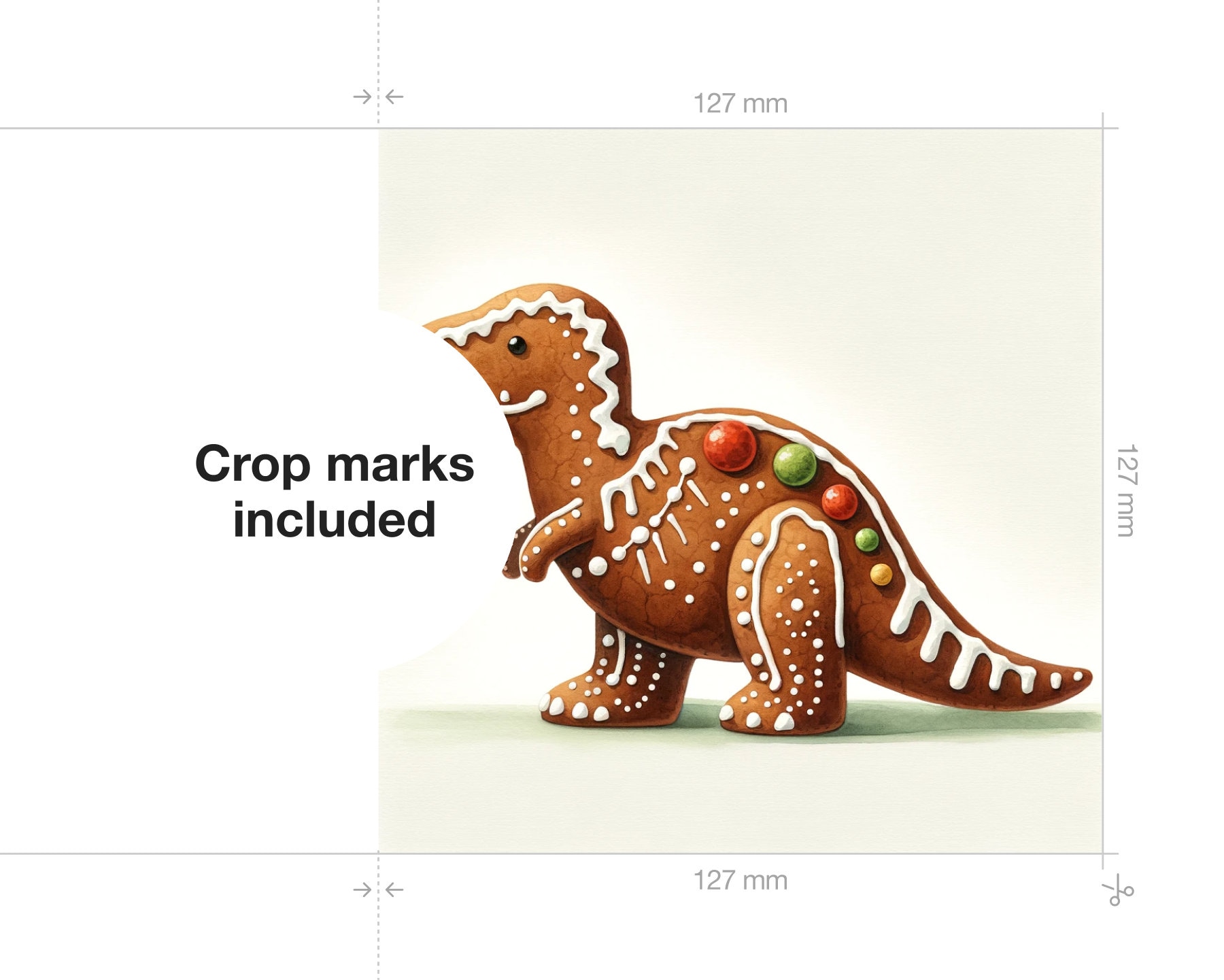 Gingerbread Dinosaur Christmas Cards | Watercolor Funny Animal, 6-pack ...