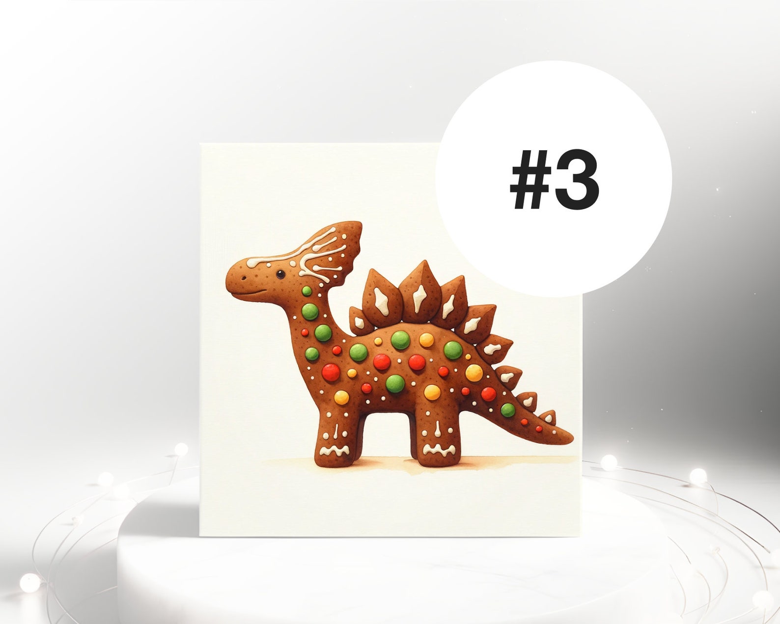 Gingerbread Dinosaur Christmas Cards | Watercolor Funny Animal, 6-pack ...