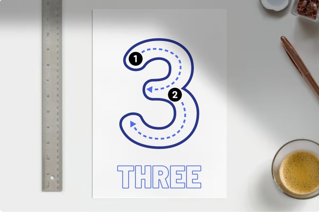 Number Tracing Flashcards, Printable, Counting, Learn Numbers, Writing ...