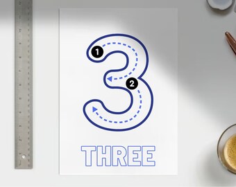 Numbers Tracing Flashcards Preschool and Kindergarten Activity, Learn ...