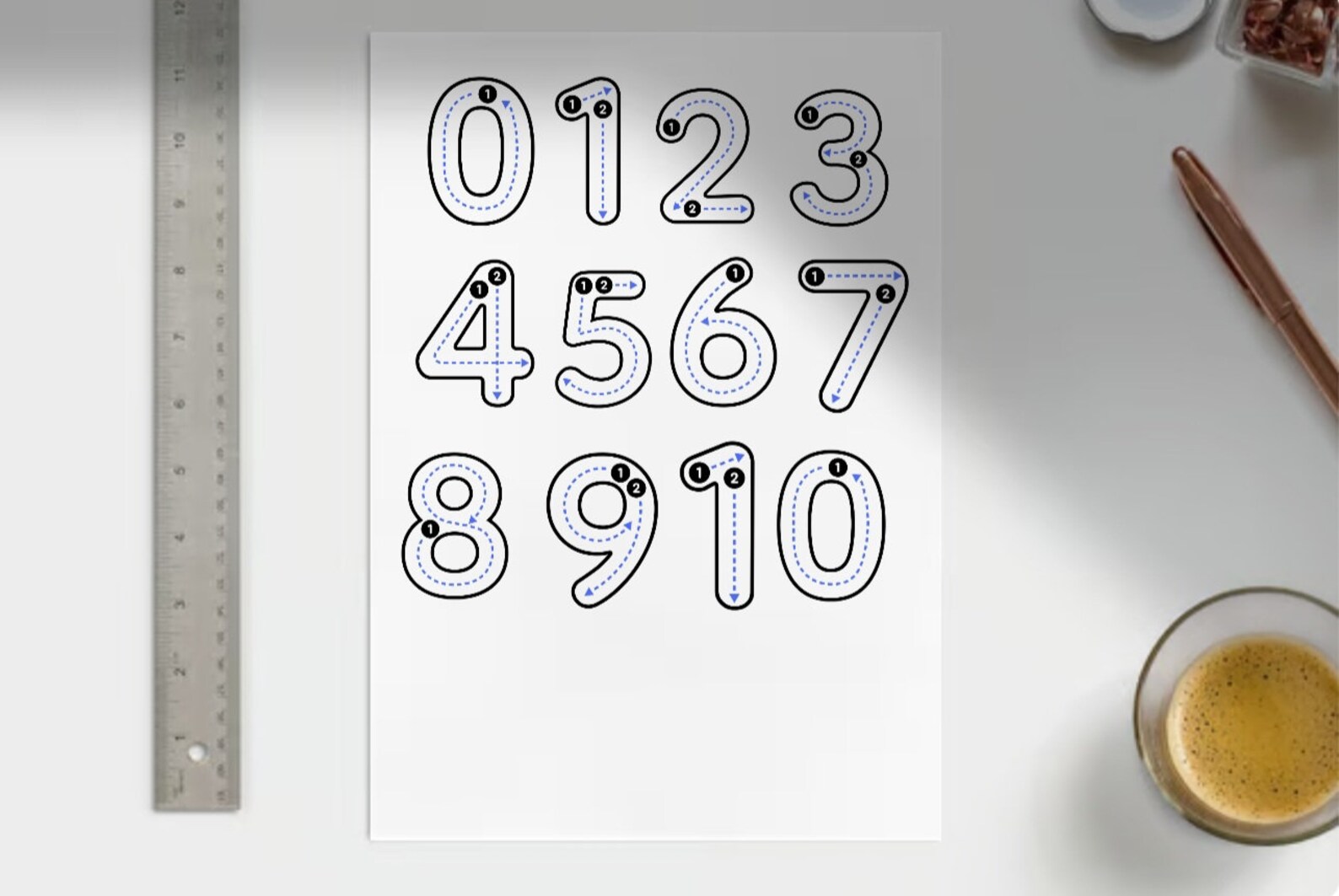 Number Tracing Flashcards, Printable, Counting, Learn Numbers, Writing ...