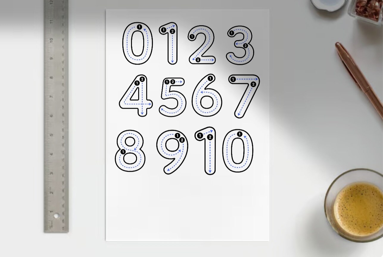 Number Tracing Flashcards, Printable, Counting, Learn Numbers, Writing ...