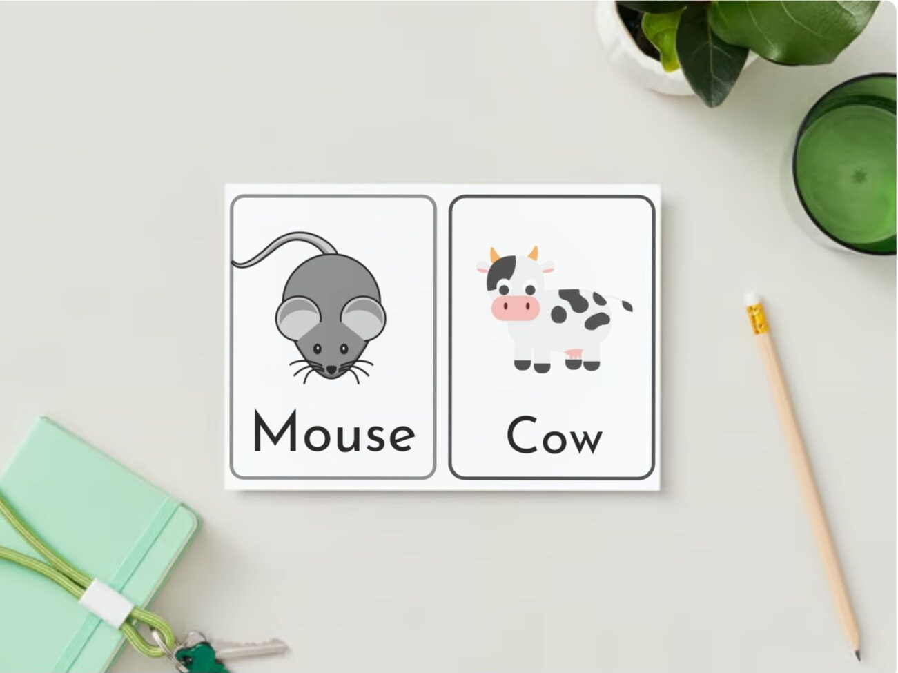 20 Animal Digital Cards Educational Flashcards Pre-school Cards ...