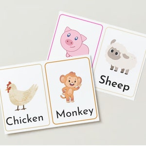 20 Animal Digital Cards Educational Flashcards Pre-school Cards ...