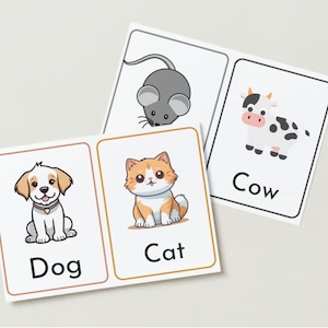 20 Animal Digital Cards Educational Flashcards Pre-school Cards ...