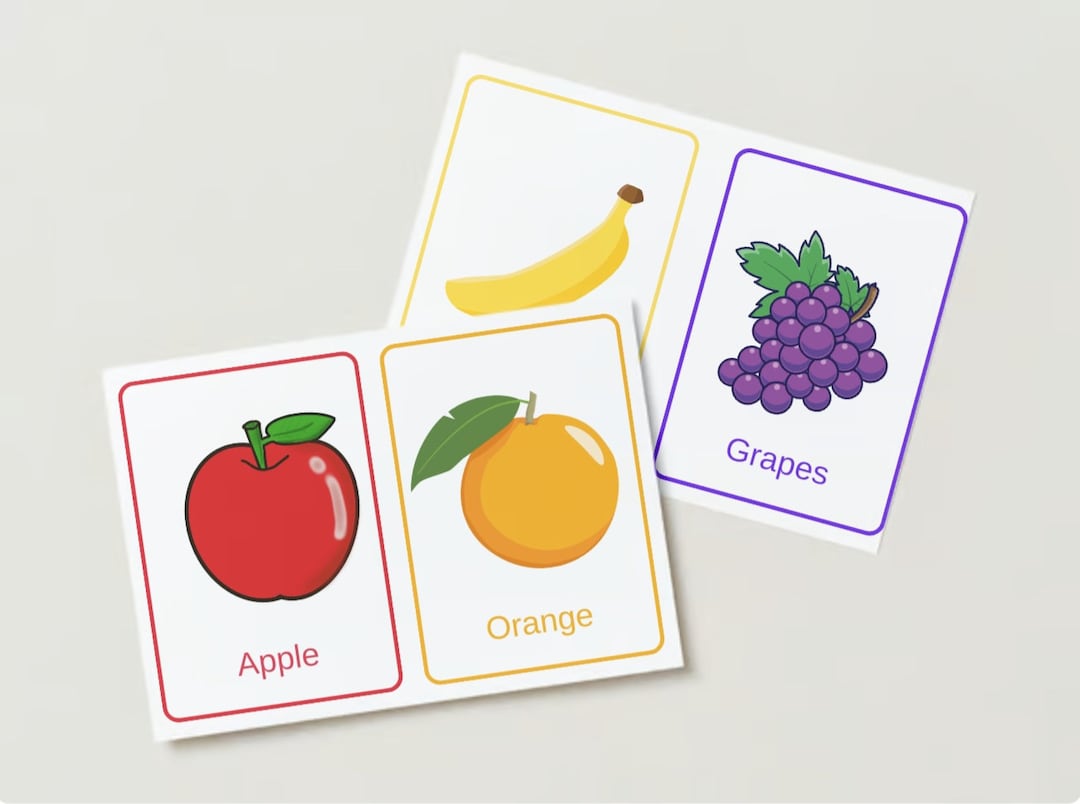 20 Fruit Flash Cards Educational Flashcards Pre-school Cards Printable ...