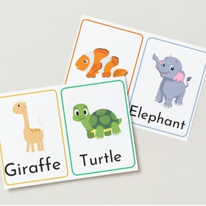 20 Animal Digital Cards Educational Flashcards Pre-school Cards ...