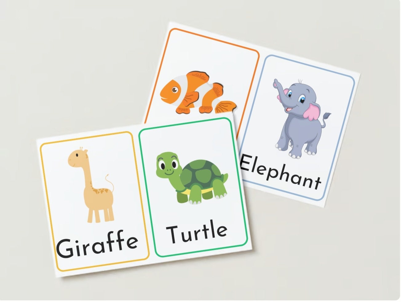 20 Animal Digital Cards Educational Flashcards Pre-school Cards ...