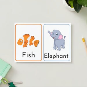 20 Animal Digital Cards Educational Flashcards Pre-school Cards ...