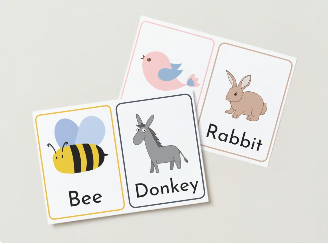 20 Animal Digital Cards Educational Flashcards Pre-school Cards ...
