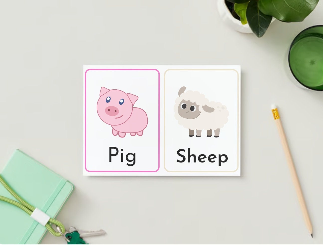 20 Animal Digital Cards Educational Flashcards Pre-school Cards ...