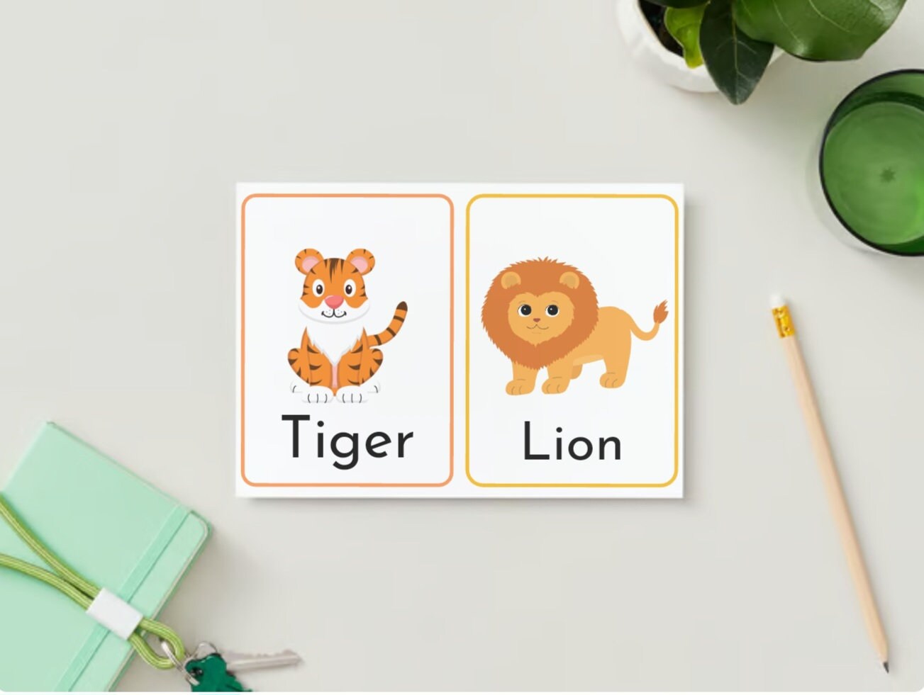 20 Animal Digital Cards Educational Flashcards Pre-school Cards ...