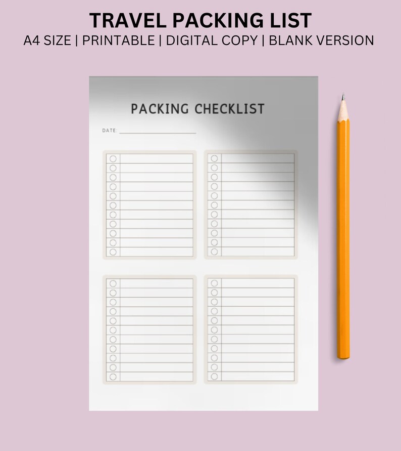 Printable Travel Packing List Travel Documents, Electronics, Clothes ...