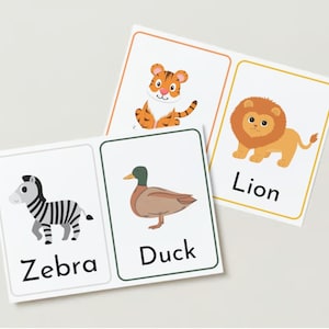 20 Animal Digital Cards Educational Flashcards Pre-school Cards ...