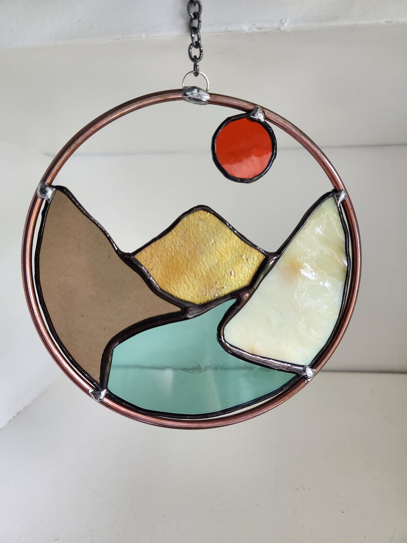 Stained Glass Mountain Lake - Etsy