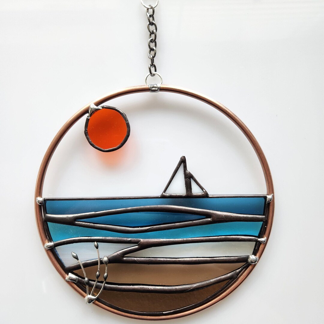 Stained Glass Beach Scene style 3 - Etsy