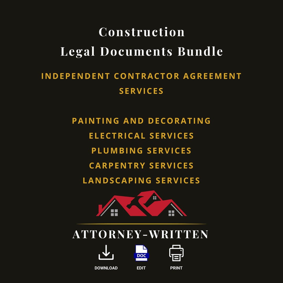 Construction Legal Documents Bundle | Subcontractor Independent ...