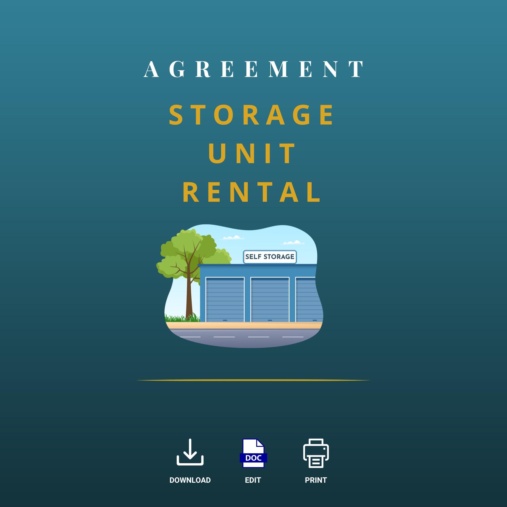 Editable Storage Unit Agreement – Digital MS Word File for Easy ...