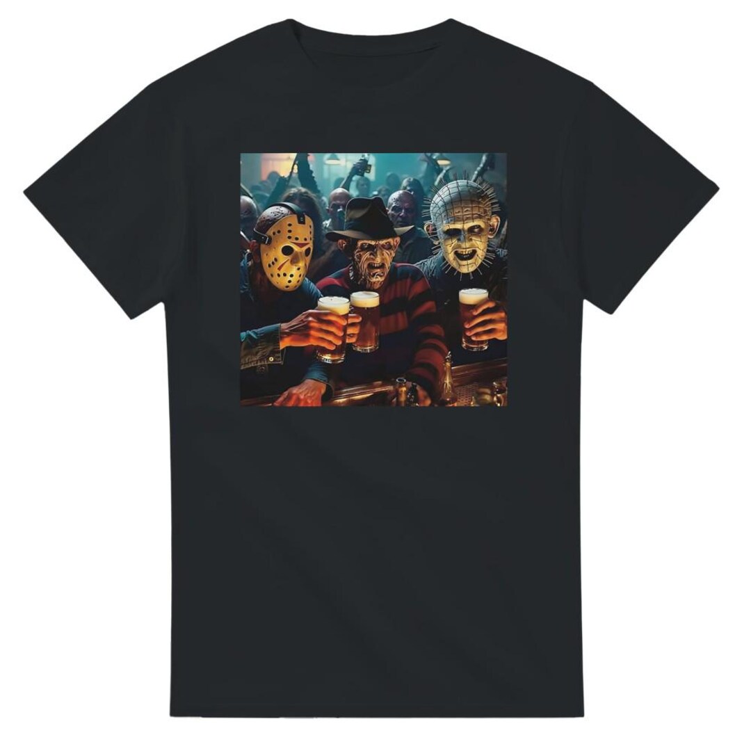 Horror Icons Drinking Beer – Funny Beer Tee for Horror Fans - Etsy